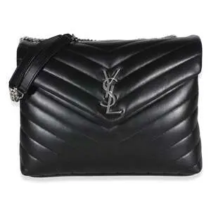Saint Laurent Calfskin Y Quilted Loulou Chain Satchel - Black