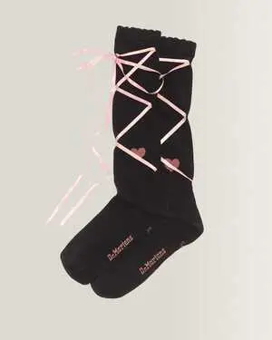 Dr. Martens Knee High Socks With Satin Ribbon Detailing