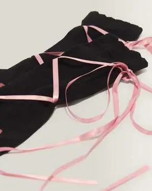 Dr. Martens Knee High Socks With Satin Ribbon Detailing