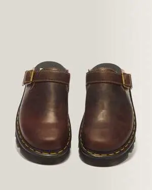 Dr. Martens Zebzag Crazy Horse Leather Mules With Adjustable Strap
