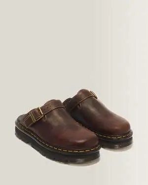 Dr. Martens Zebzag Crazy Horse Leather Mules With Adjustable Strap