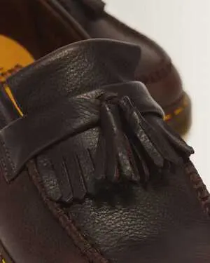 Dr. Martens Adrian Tassel Loafers In Ambassador Leather With Yellow Stitching