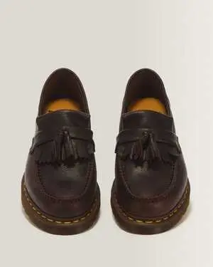 Dr. Martens Adrian Tassel Loafers In Ambassador Leather With Yellow Stitching