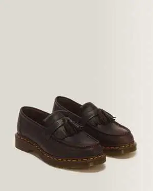 Dr. Martens Adrian Tassel Loafers In Ambassador Leather With Yellow Stitching