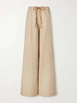 KALLMEYER Wesley Striped Cotton-taffeta Wide-leg Pants - Beige