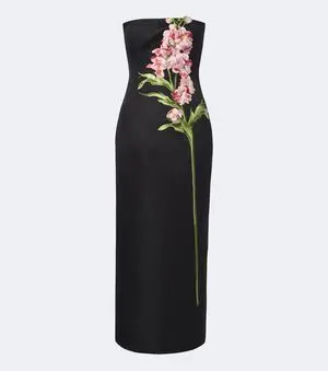 LEO LIN Rayna Floral Appliqué Bustier Maxi Dress