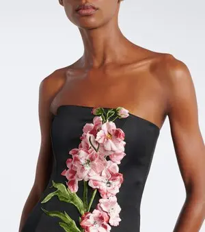 LEO LIN Rayna Floral Appliqué Bustier Maxi Dress