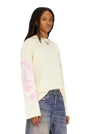 DIESEL® Long-sleeve T-shirt With Graphic Prints And Crystals