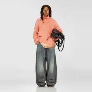 DIESEL® Ribbed Wool Blend Funnel Neck Jumper - Red