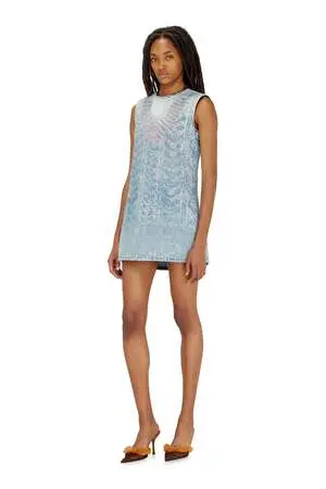DIESEL® Mini Dress In Microstone Devoré Denim - Blue