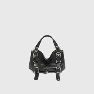 DIESEL® D-one Small Top-handle Bag In Treated Leather - Black