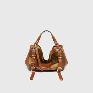 DIESEL® D-one Medium Patchwork Leather Top Handle Bag - Brown