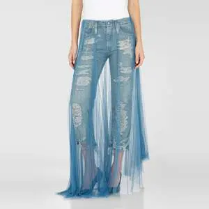 DIESEL® D-aisi Regular Waist Jeans With Tulle Overlay