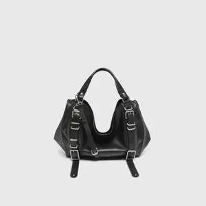 DIESEL® D-one Medium Top Handle Bag In Treated Leather - Black