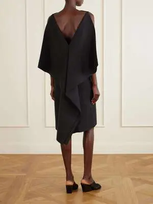 JIL SANDER Open-back Silk And Wool-blend Midi Dress