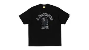 A BATHING APE Hand Drawn Outline College Relaxed Fit T-shirt - Black