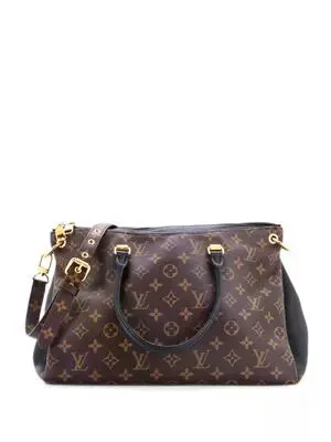 LOUIS VUITTON Pallas Tote Monogram Canvas With Leather Shoulder Bag Black