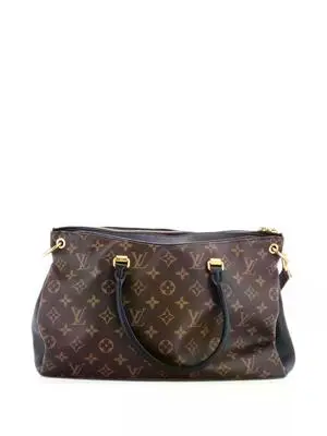LOUIS VUITTON Pallas Tote Monogram Canvas With Leather Shoulder Bag - Black