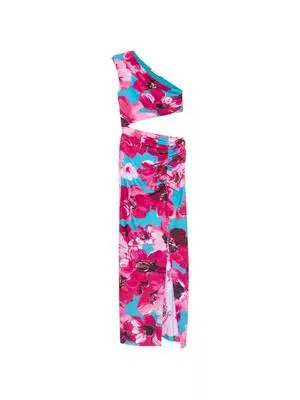 Amen Floral-print One-shoulder Maxi Dress With Cut-out Detailing
