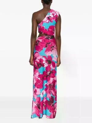 Amen Floral-print One-shoulder Maxi Dress With Cut-out Detailing
