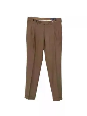 BERWICH Tailored Trousers With Pleated Detail And Turn-up Cuffs - Brown