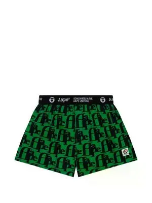 AAPE BY *A BATHING APE Logo-print Elasticated-waistband Boxer Shorts - Green