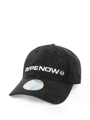 AAPE BY *A BATHING APE Moonface Embroidered Denim Cap - Black
