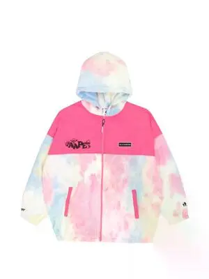 AAPE BY *A BATHING APE Tie-dye Zip-up Hoodie With Moonface Motif - Pink
