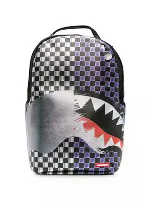 SPRAYGROUND Checkered Shark Print Backpack - Black