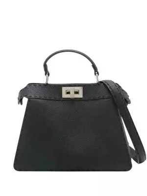Fendi 2010-2026 Small Calfskin Selleria Peekaboo Iseeu Satchel - Black