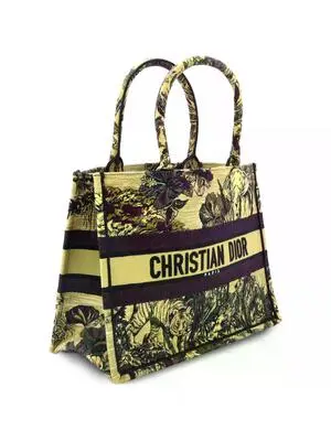 Dior Book Embroidered Canvas Medium Tote Bag - Yellow