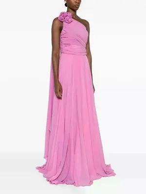 ALESSANDRO LEGORA One-shoulder Floral-appliqué Maxi Dress