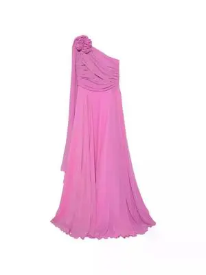 ALESSANDRO LEGORA One-shoulder Floral Appliqué Maxi Dress - Pink
