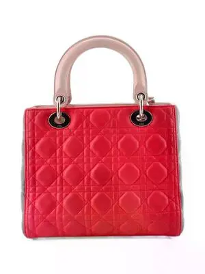 Dior Lady Cannage Quilt Leather Medium Satchel - Grey