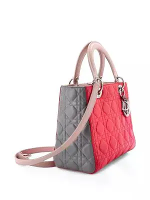 Dior Lady Cannage Quilt Leather Medium Satchel - Grey