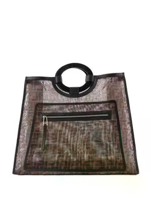 Fendi Runaway Shopper Zucca Mesh Large Tote Bag - Brown