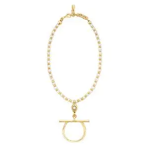 CORSO JEWELRY Zannone Pearl Gold Choker With Omega Symbol - White