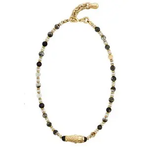 CORSO JEWELRY 22k Gold-plated Choker With Multi-stone And Koi Motif - Black/grey