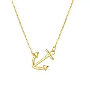 SPERO LONDON Spero London Sterling Silver Anchor Pendant Necklace Gold