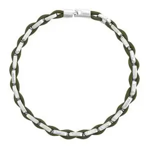 CORSO JEWELRY Silver And Leather Chain Choker - Green