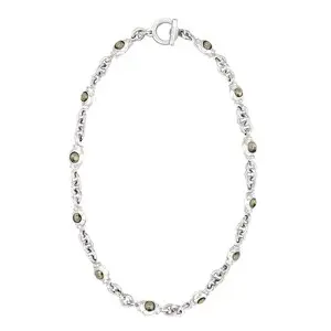 CORSO JEWELRY Silver Choker With Pyrite - Green