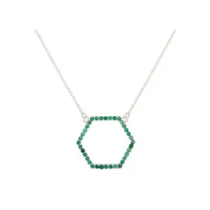HERITAGEMODA Sterling Silver Emerald Hexagon Necklace - Green/silver