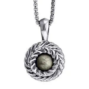 CORSO JEWELRY Eros Silver Pyrite Necklace - Green