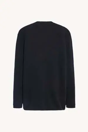 THE ROW Long Sleeve Cashmere V-neck Sweater - Black