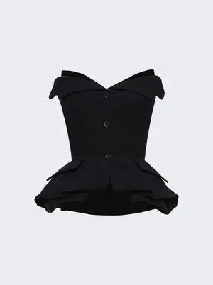 Magda Butrym Strapless Peplum Blouse With Rose Detail