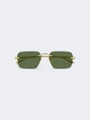 Gucci Frameless Rectangular Sunglasses - Gold