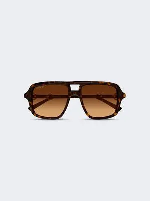 Gucci Navigator Frame Sunglasses - Brown