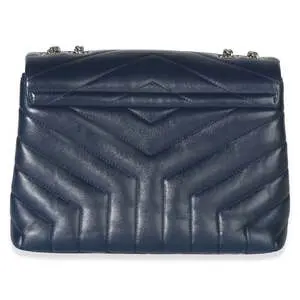 Saint Laurent Navy Calfskin Y Quilted Monogram Loulou Chain Satchel - Blue