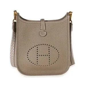 Hermès Etoupe Gris Pale Etoupe Clemence Amazone Mini Evelyne 16 TPM GHW Gray