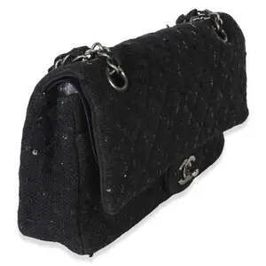 Chanel Vintage Tweed Sequin Embroidered Shoulder Flap Bag
